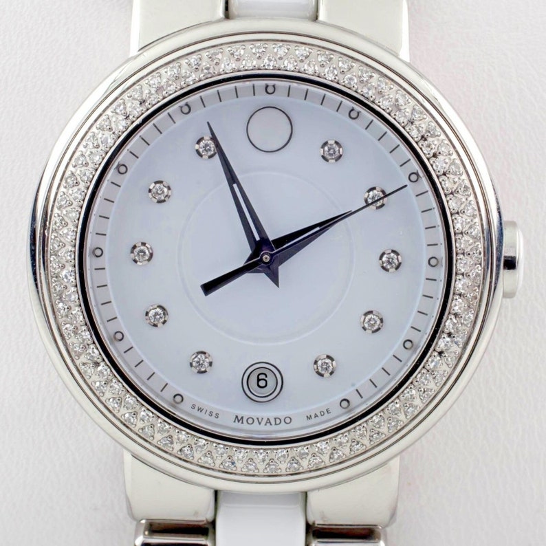Movado Cerena Quartz Stainless Steel & Ceramic Watch W/ Date 32.3.14 ...