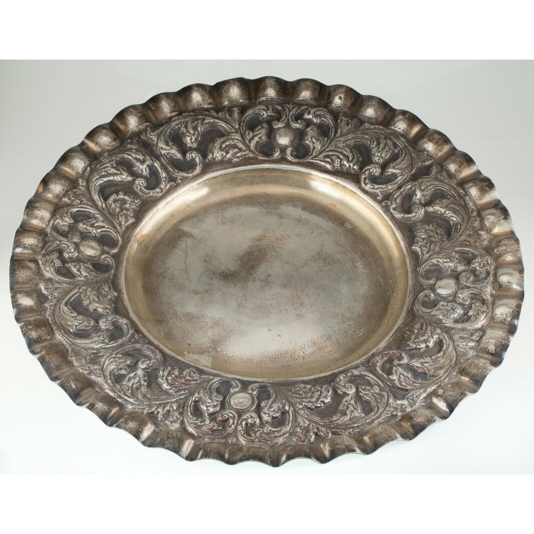 Large Silver Tray With Hand-chased Repousse Design 40 Oz Nice! - Etsy