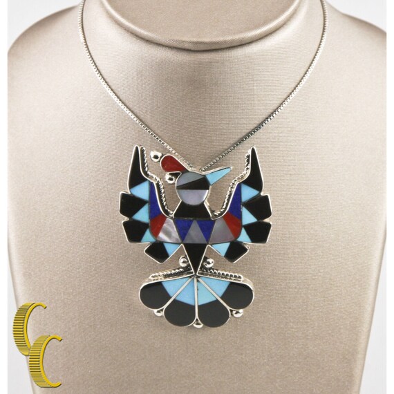Native American Semi-Precious Inlay Eagle Necklace an… - Gem