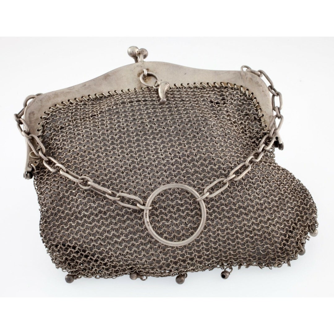 Gorgeous Sterling Silver Vintage Chainmail Coin Purse W/ Fabric ...