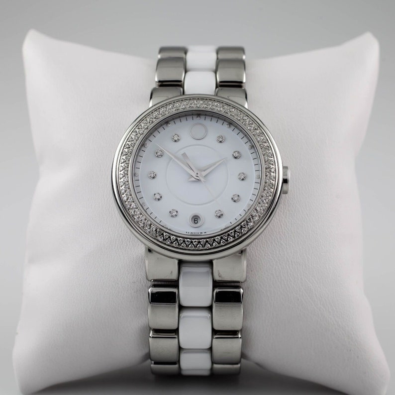 Movado Cerena Quartz Stainless Steel & Ceramic Watch W/ Date 32.3.14 ...