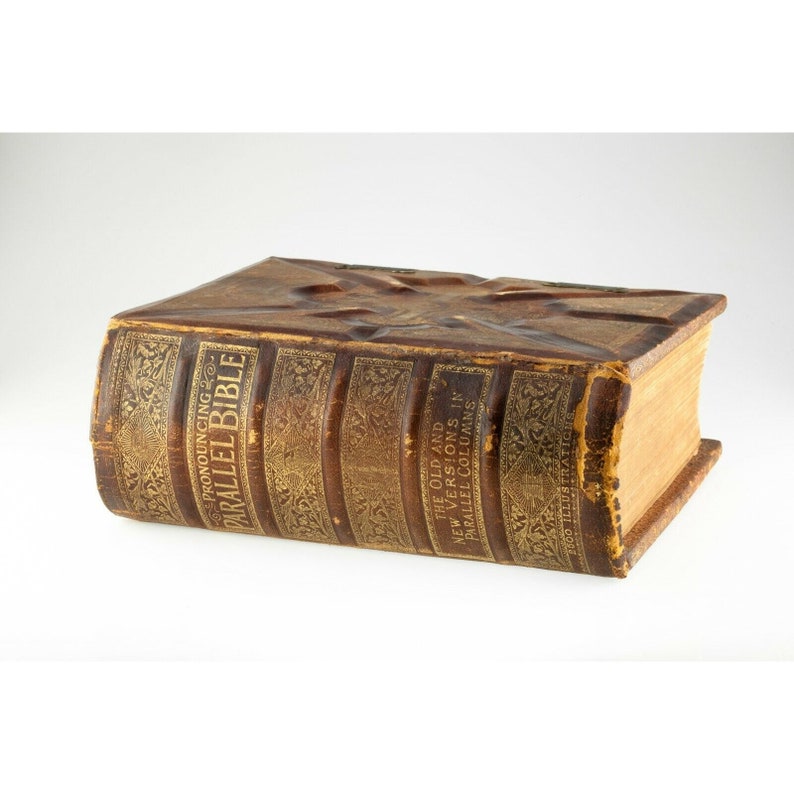 1890 Pronouncing Parallel Bible Leather Bound W/ Clasps Antique Book - Etsy