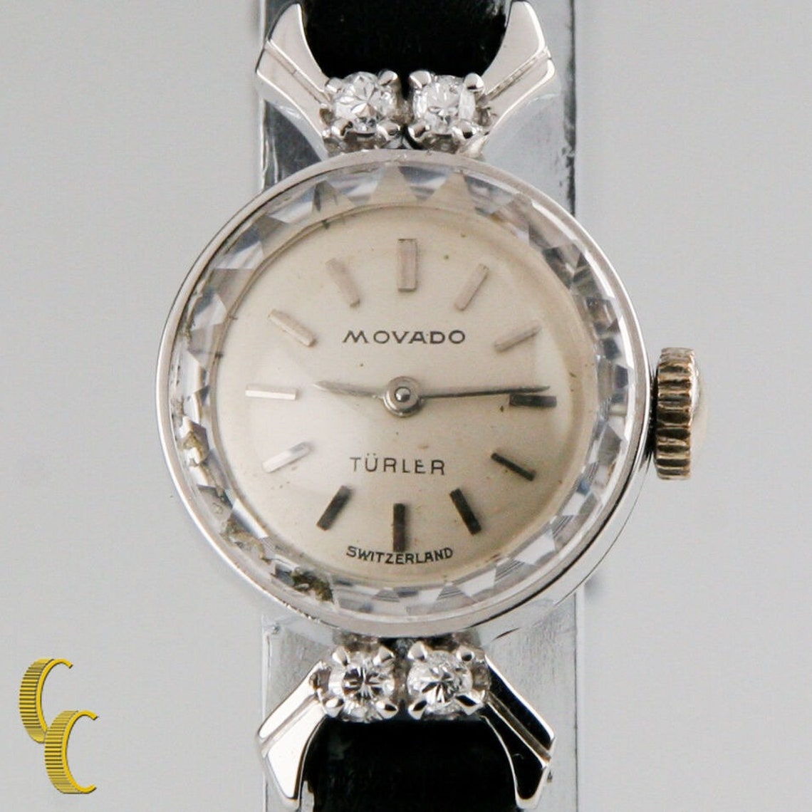 Women's Vintage 18k White Gold Movado Turler Watch W/diamonds - Etsy