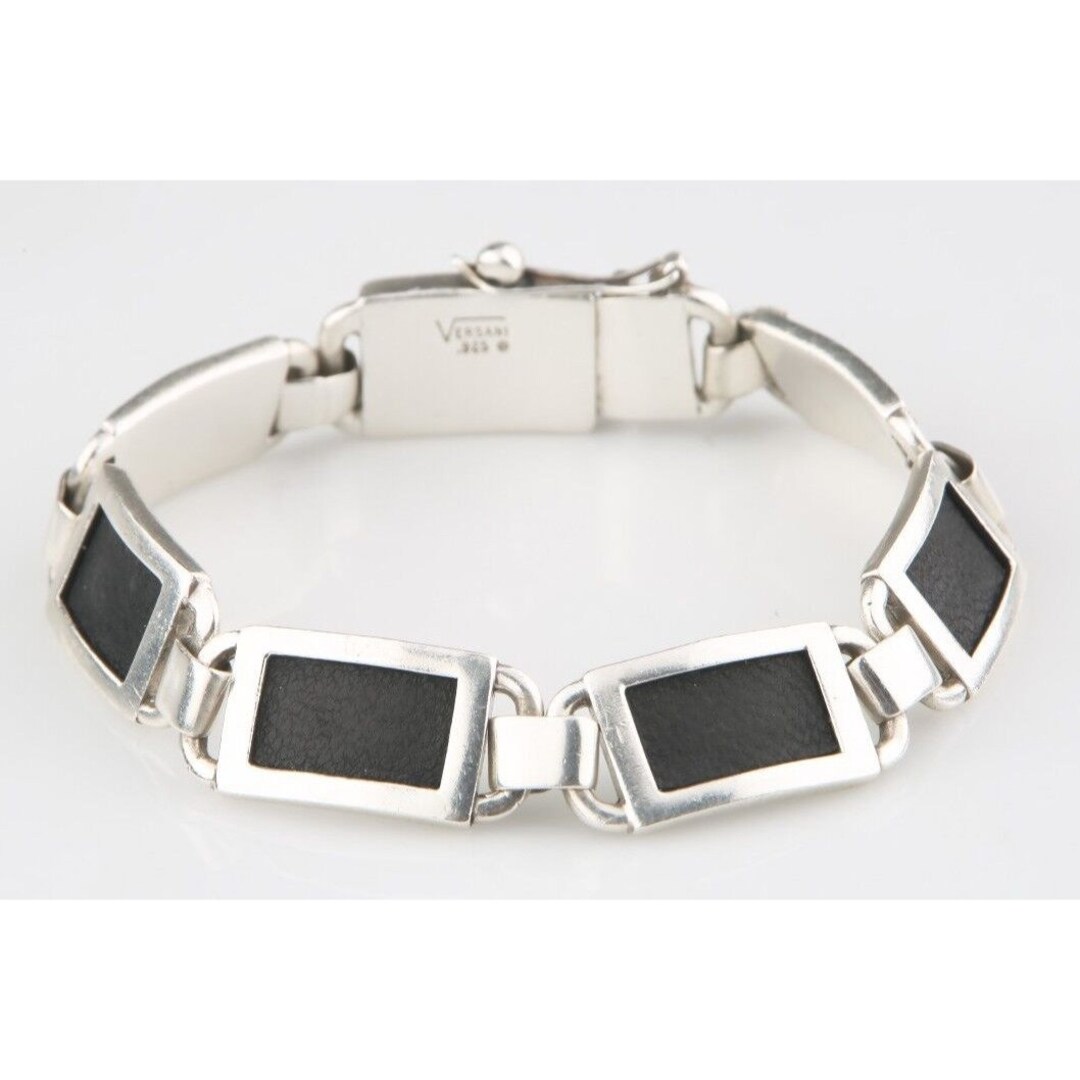 Versani Sterling Silver & Sting Ray Leather Link Bracelet W/ Safety - Etsy