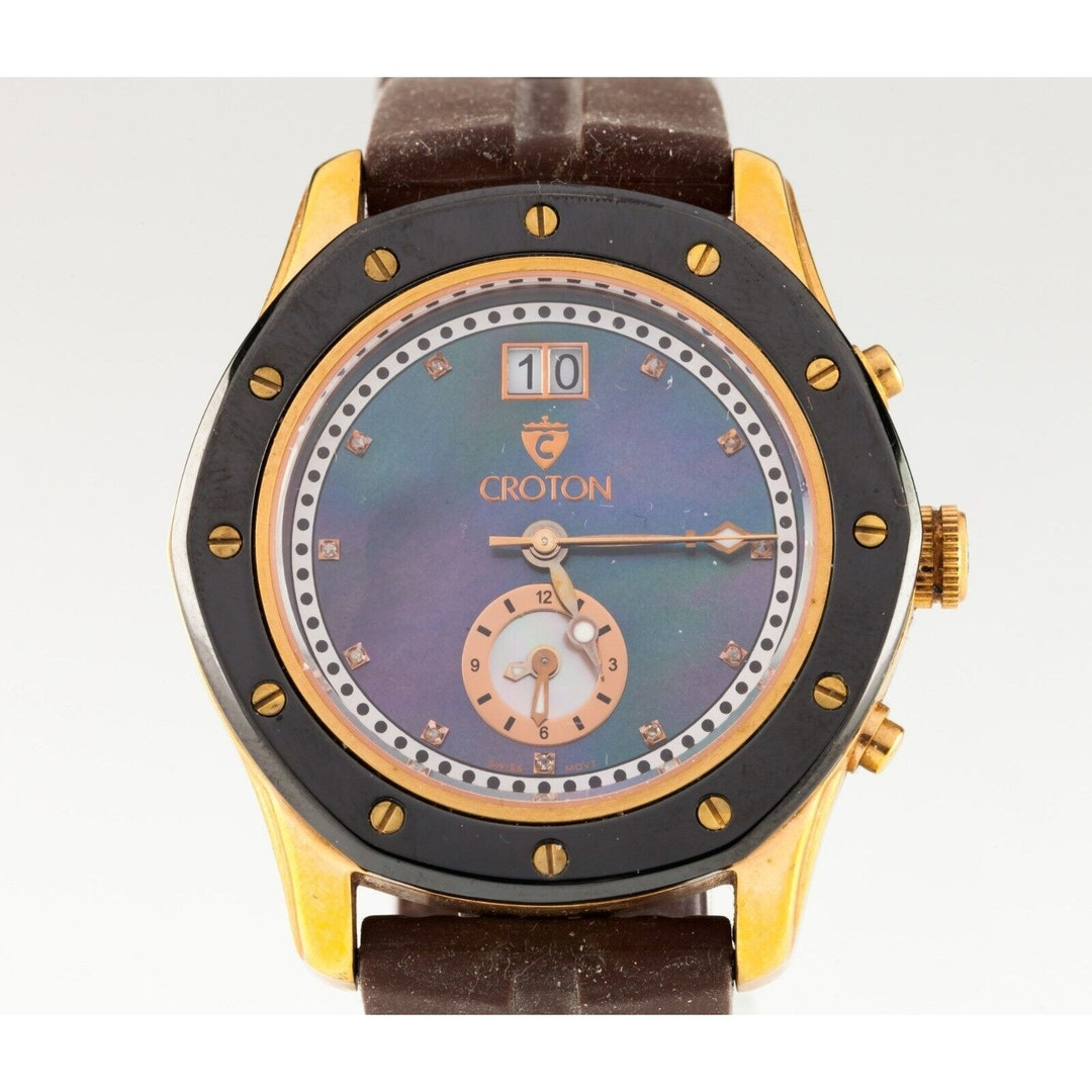 Croton Imperial Men's Quartz Rose and Ceramic Watch W/ Silicone Band - Etsy