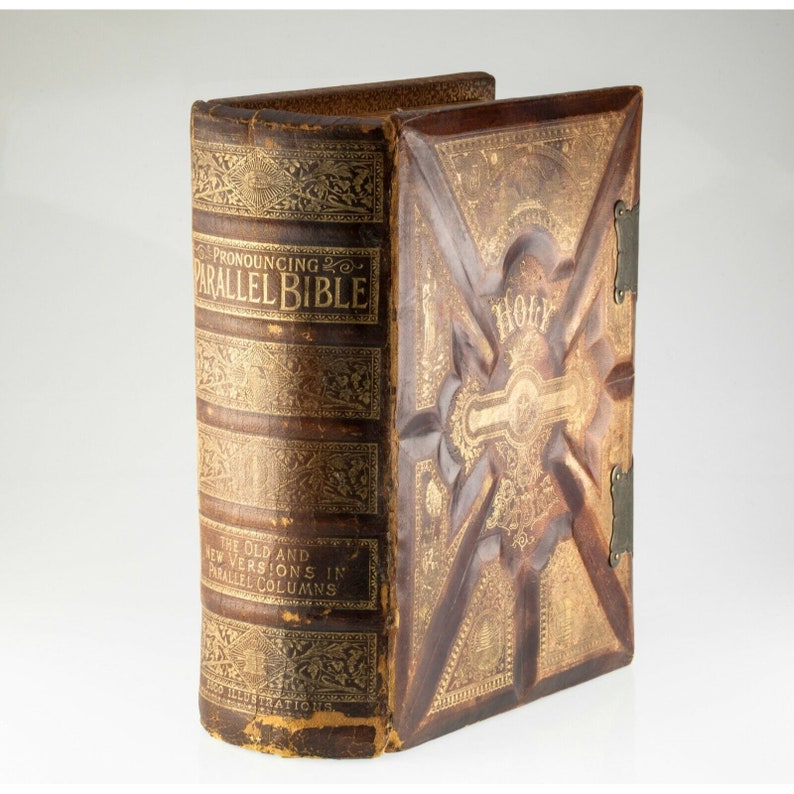 1890 Pronouncing Parallel Bible Leather Bound W/ Clasps Antique Book - Etsy