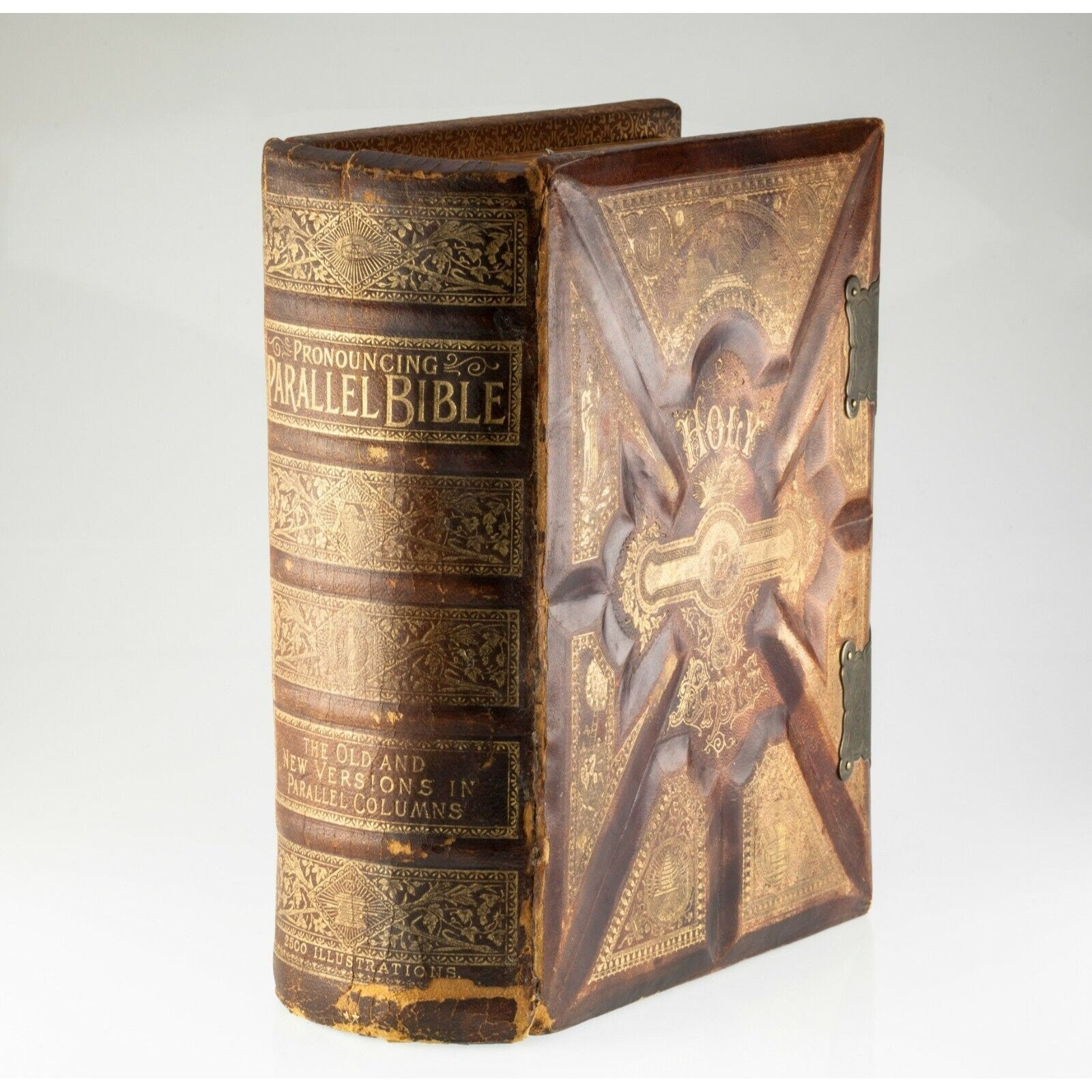 1890 Pronouncing Parallel Bible Leather Bound W/ Clasps Antique Book - Etsy