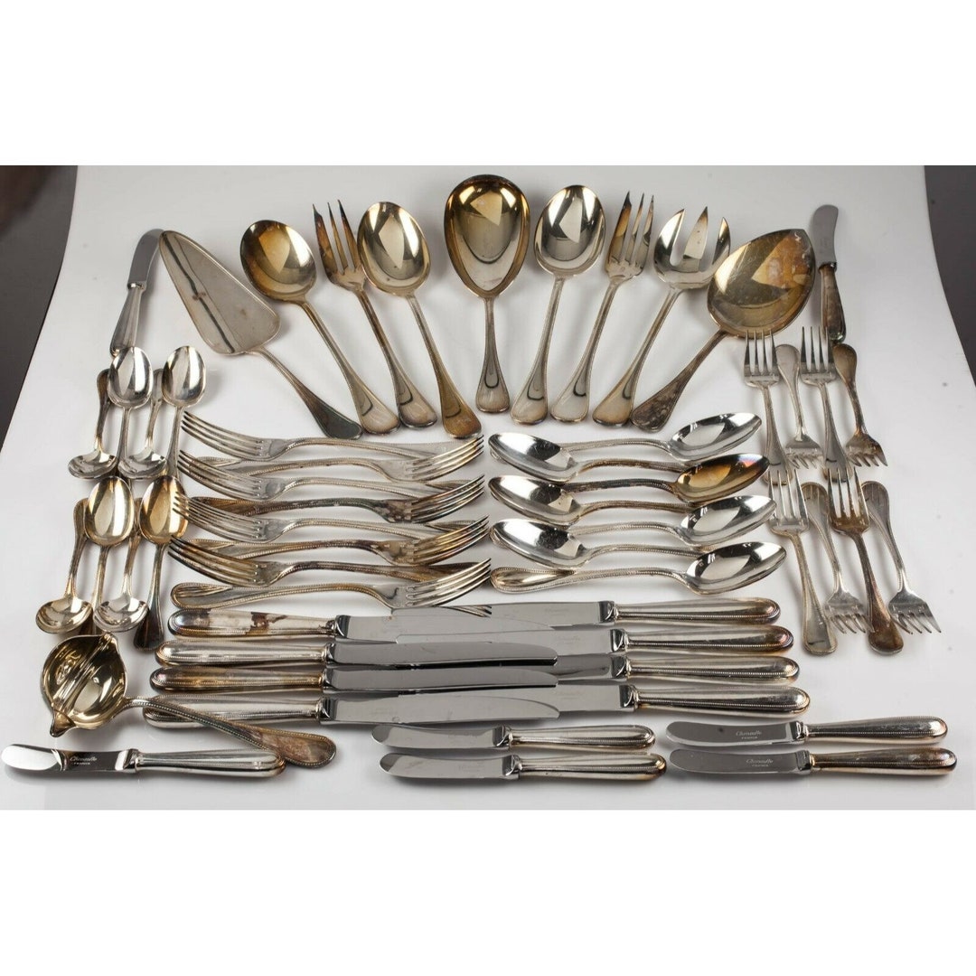 Christofle Perles Silverplate Flatware Set 56 Pieces Nice Set! - Etsy
