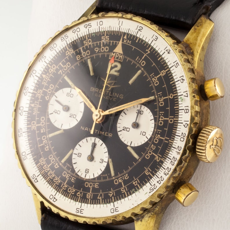 Vintage Gold-plated Breitling Navitimer Chronograph Watch 806 W/ Box ...