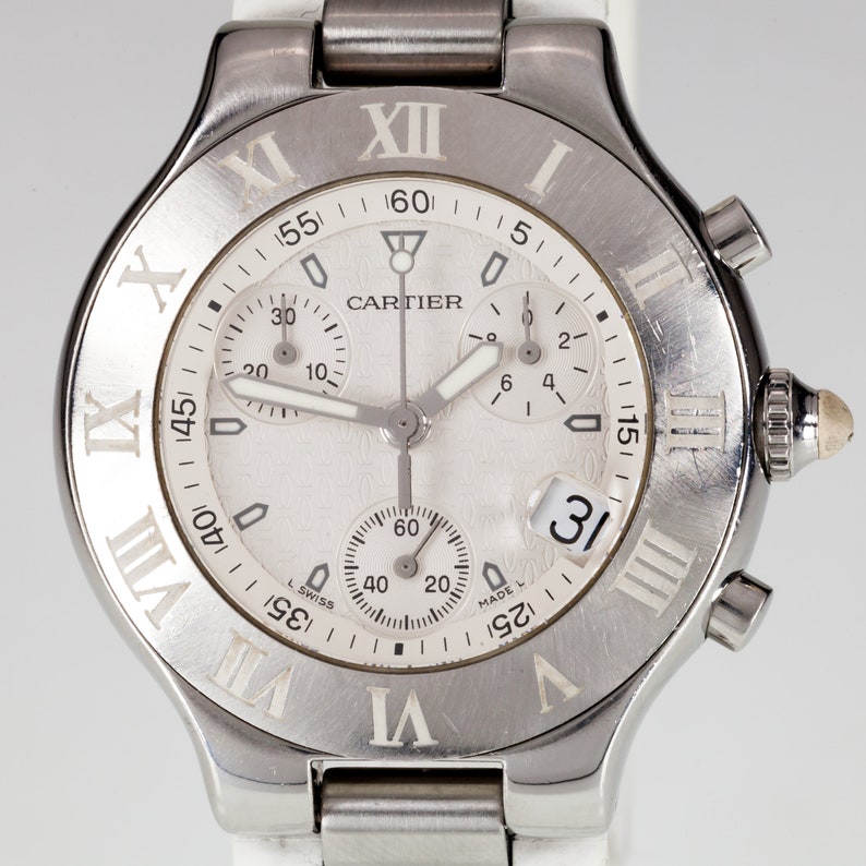 Reloj Cartier 2424 Chronoscaph de Cuarzo con Banda de Acero y Goma ...