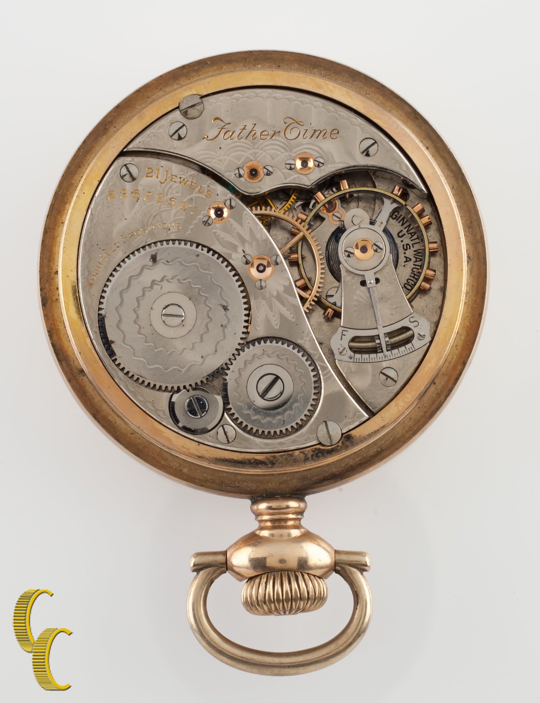 Elgin "father Time" Open Face Gold Filled Pocket Watch Grade 454 12 ...