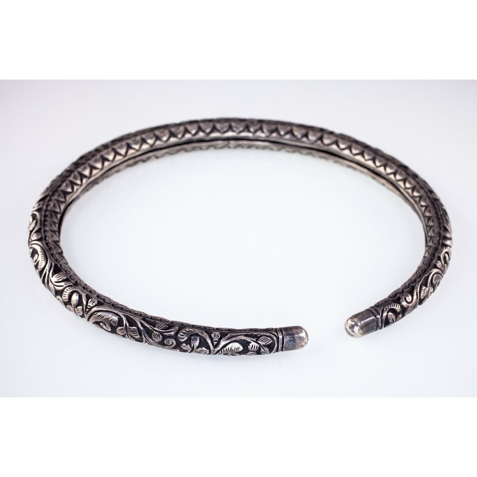 Antique Indian Hansuli Hand Carved Silver Choker Necklace - Etsy