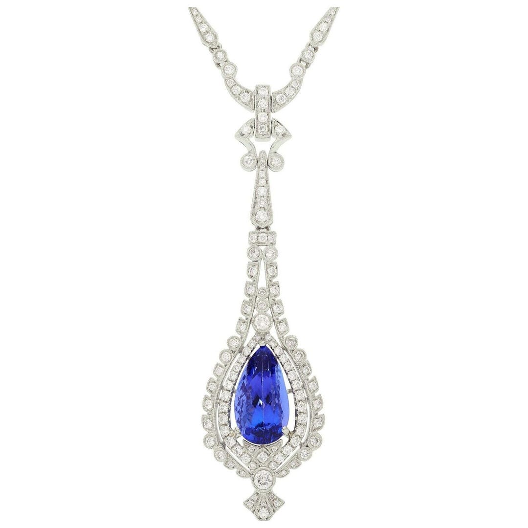 Michael Christoff 18k White Gold 7.75 Ct Tanzanite Pendant With Diamond ...