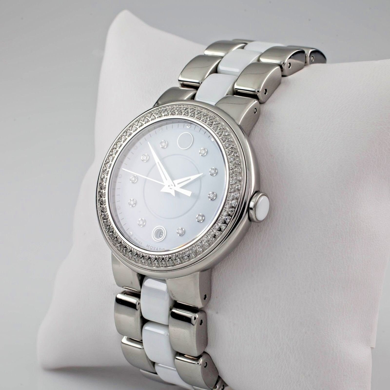 Movado Cerena Quartz Stainless Steel & Ceramic Watch W/ Date 32.3.14 ...