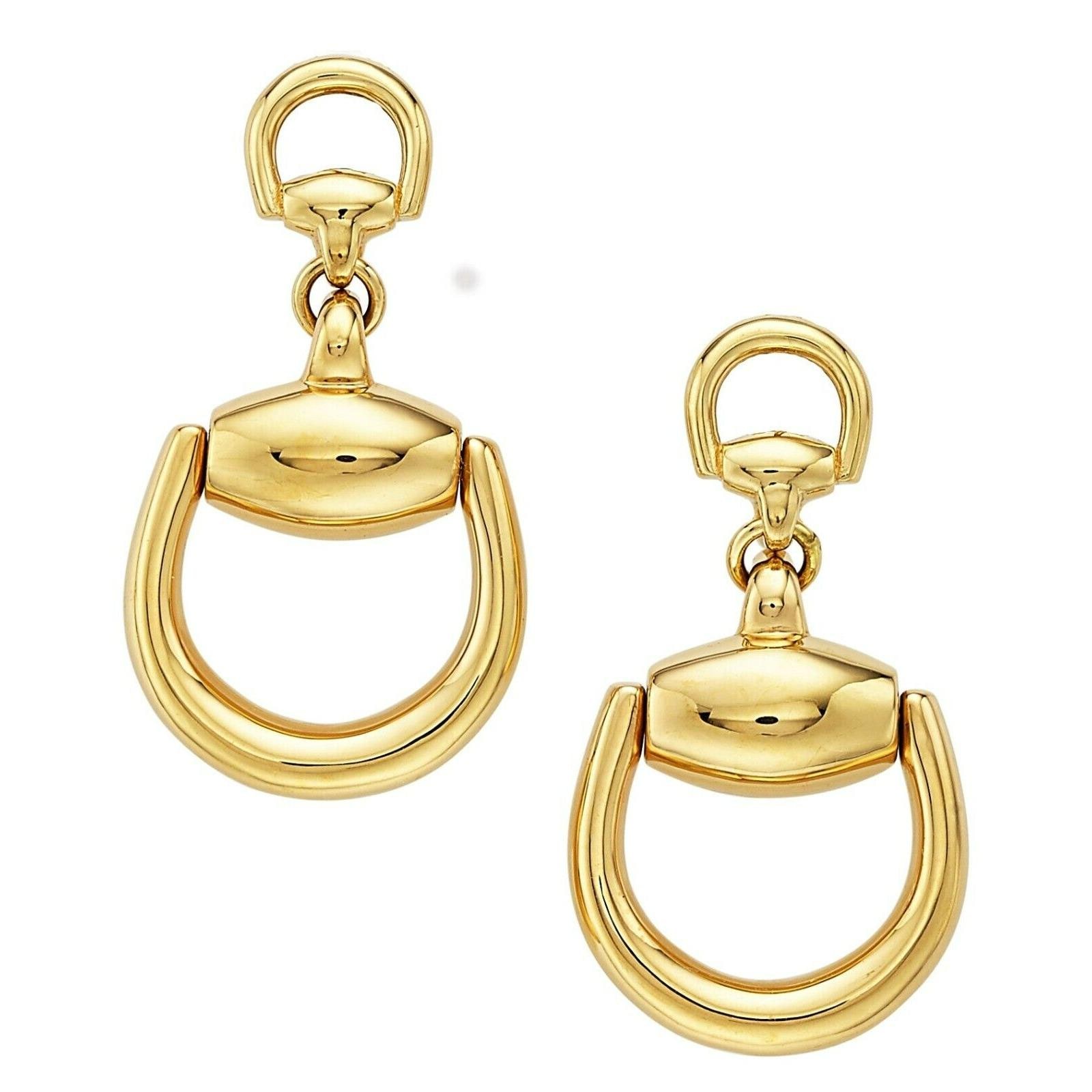 Gucci 18k Yellow Gold Horsebit Drop Earrings Stunning! - Etsy