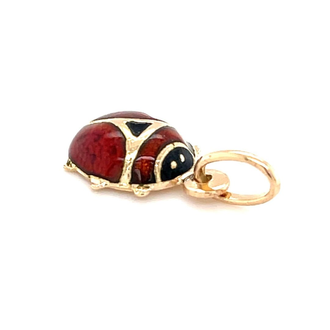 Vintage 18K Yellow Gold & Enamel Ladybug Charm / Pendant, Made in Italy ...