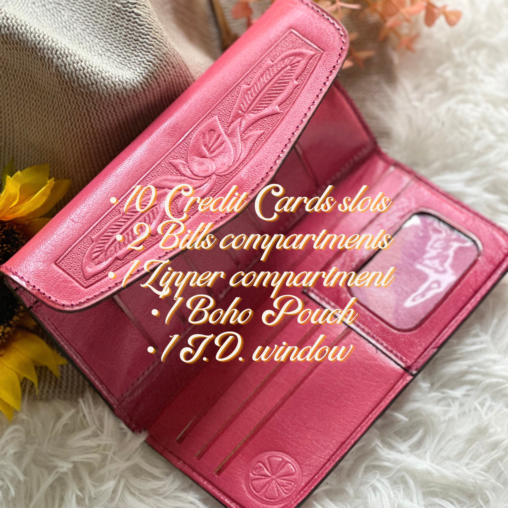 Embossed leather cute wallets for women • personalized wallets ...
