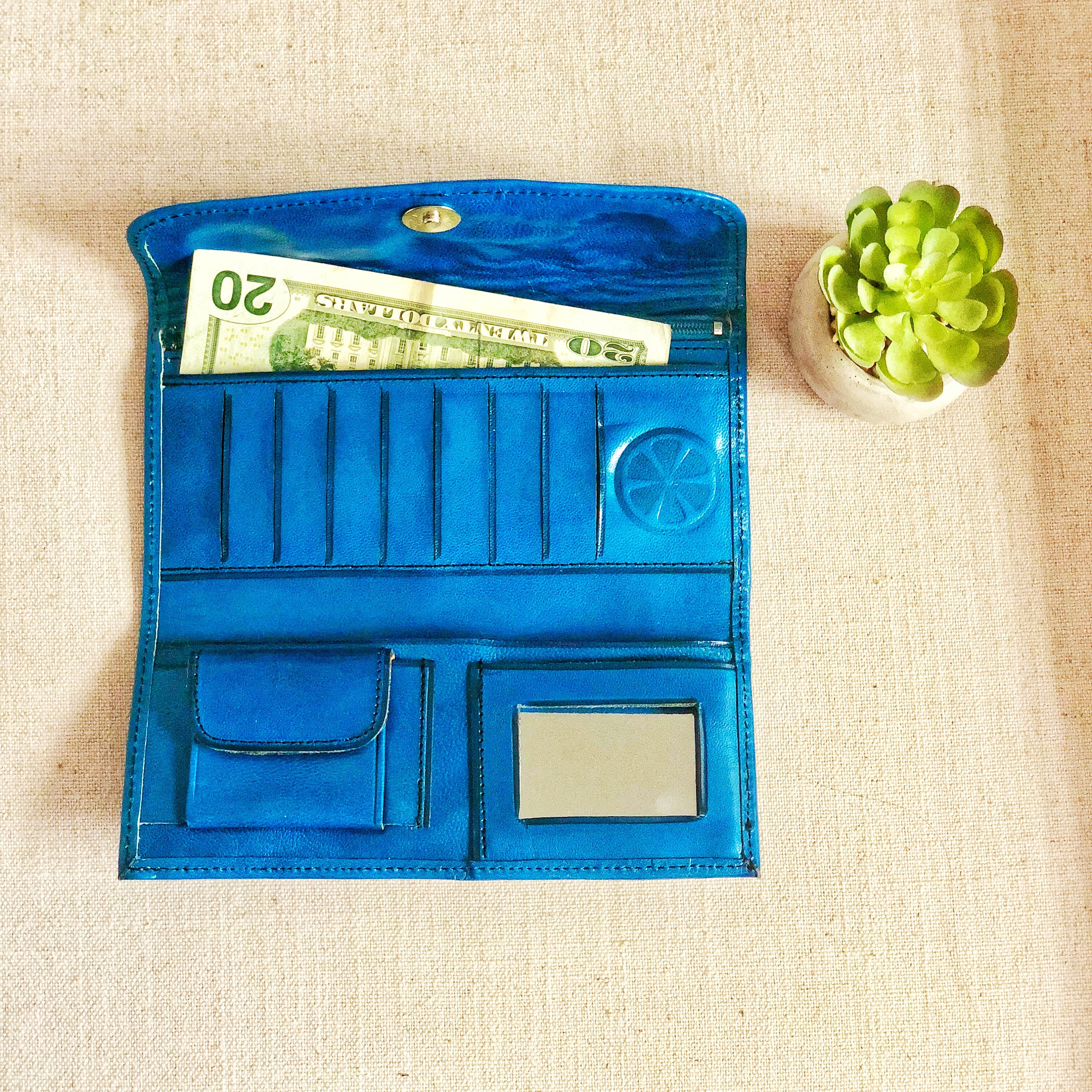 Teal women's wallet/tooled Leather Wallets / Mexican Hand Tooled Wallet ...