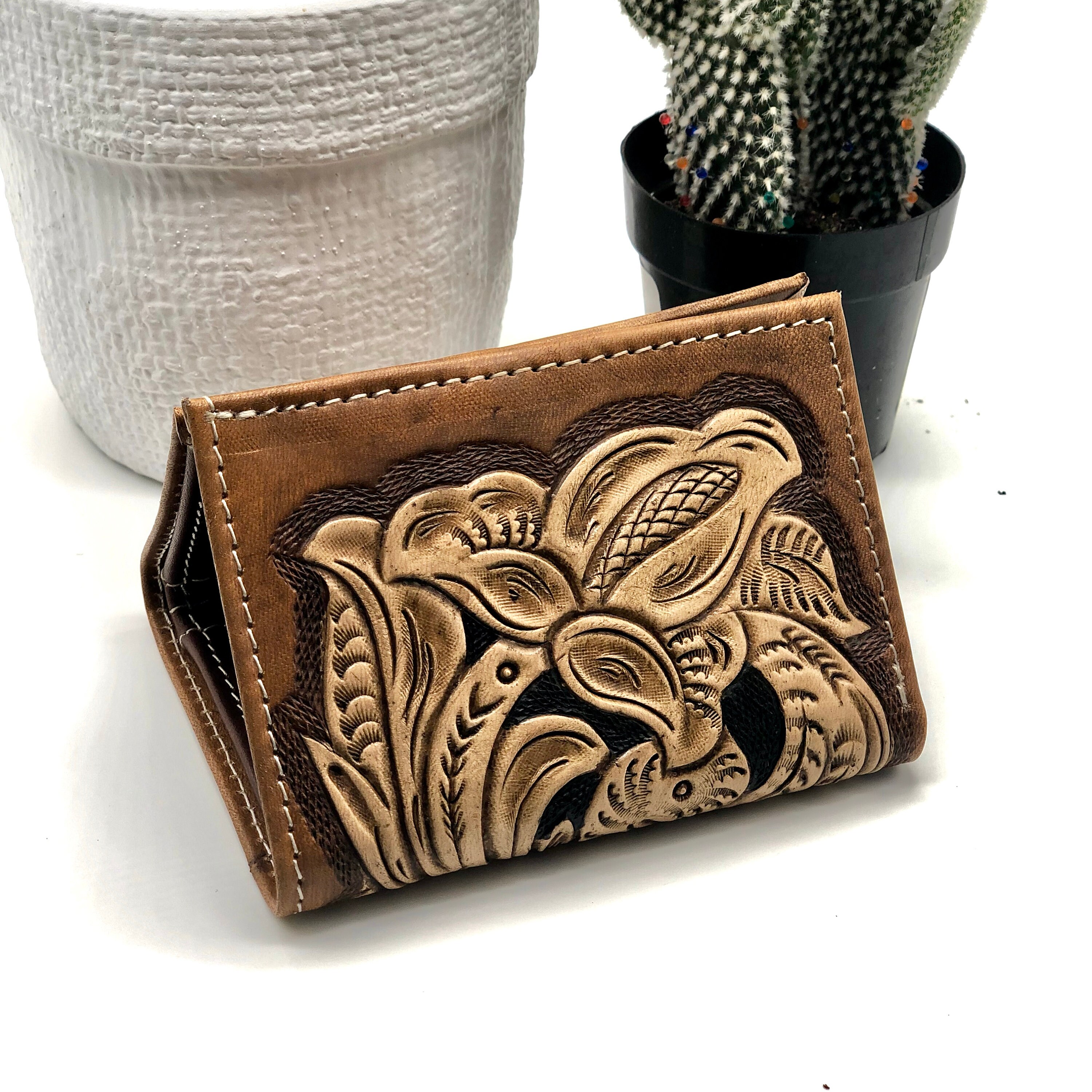 Men's Tooled Wallet*Trifold*Mens leather wallet*Travel Wallet*Leather ...