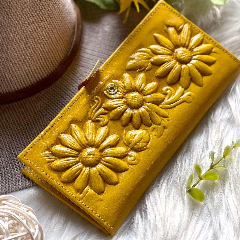 Personalized Sunflower Wallet for Women • Cottagecore Bifold • Boho ...