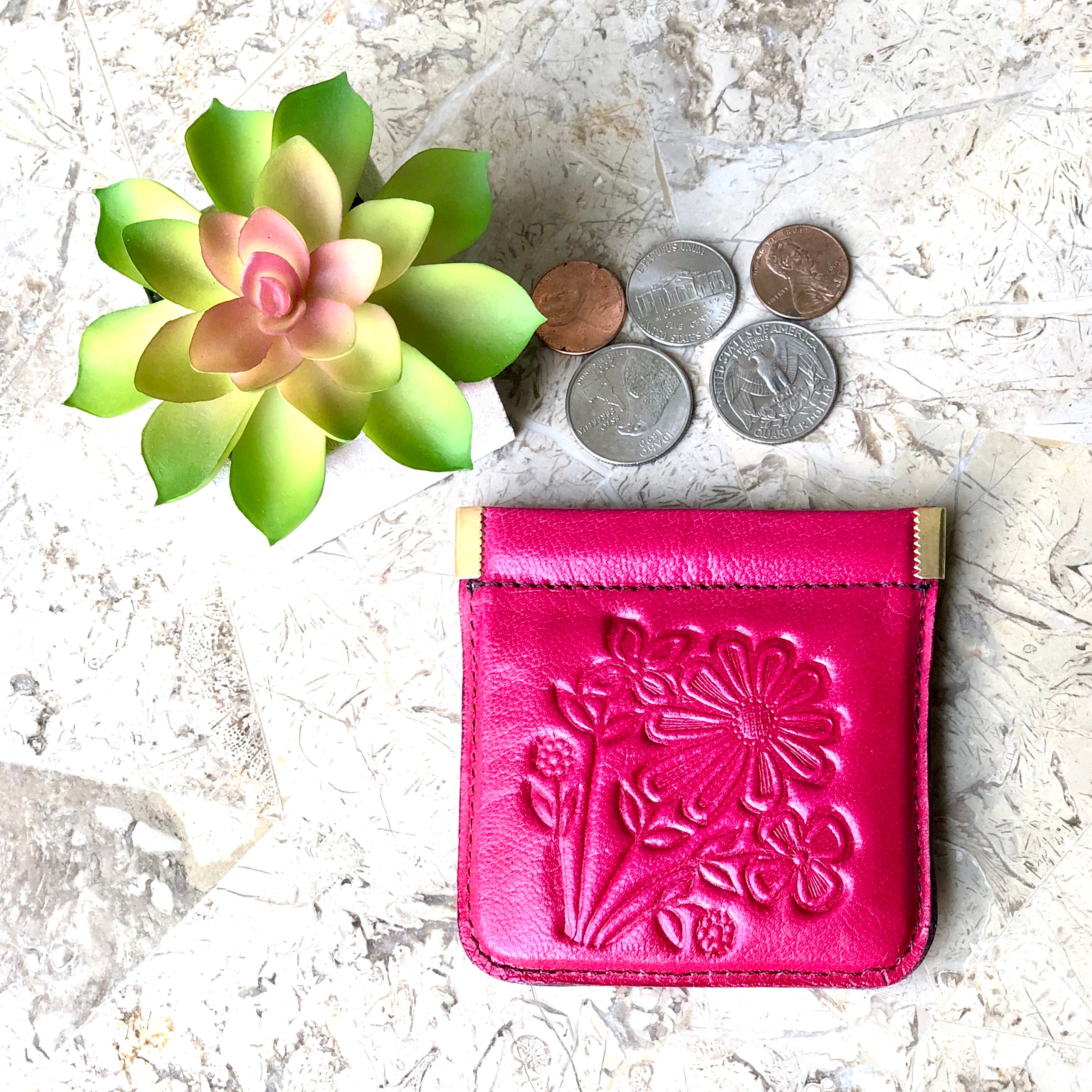 Bohemian Pouch, Pink Squeeze Coin Purse, Women's Wallets, Gift for wife ...