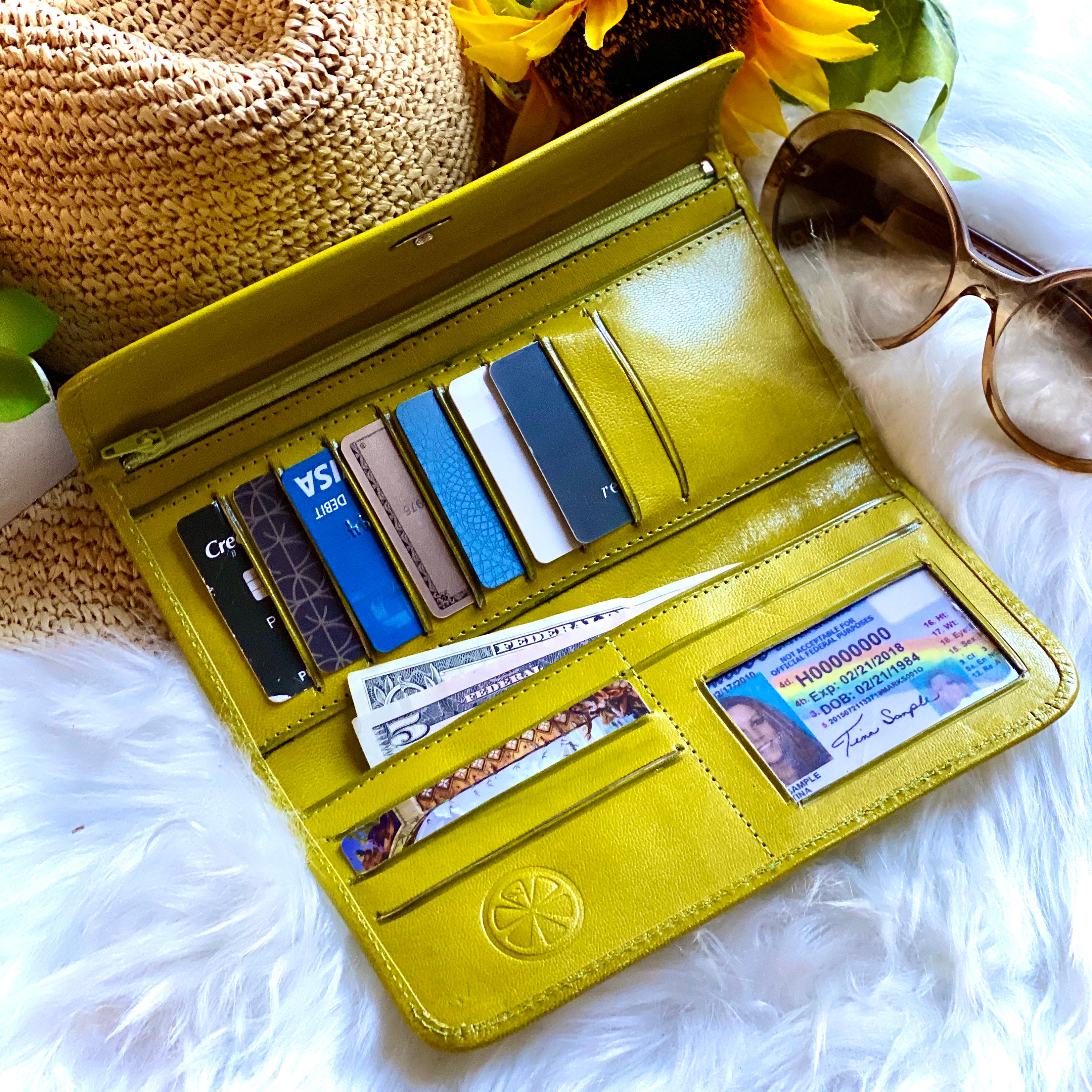 Chartreuse fun leather wallets - leather wallets for women- gifts for ...