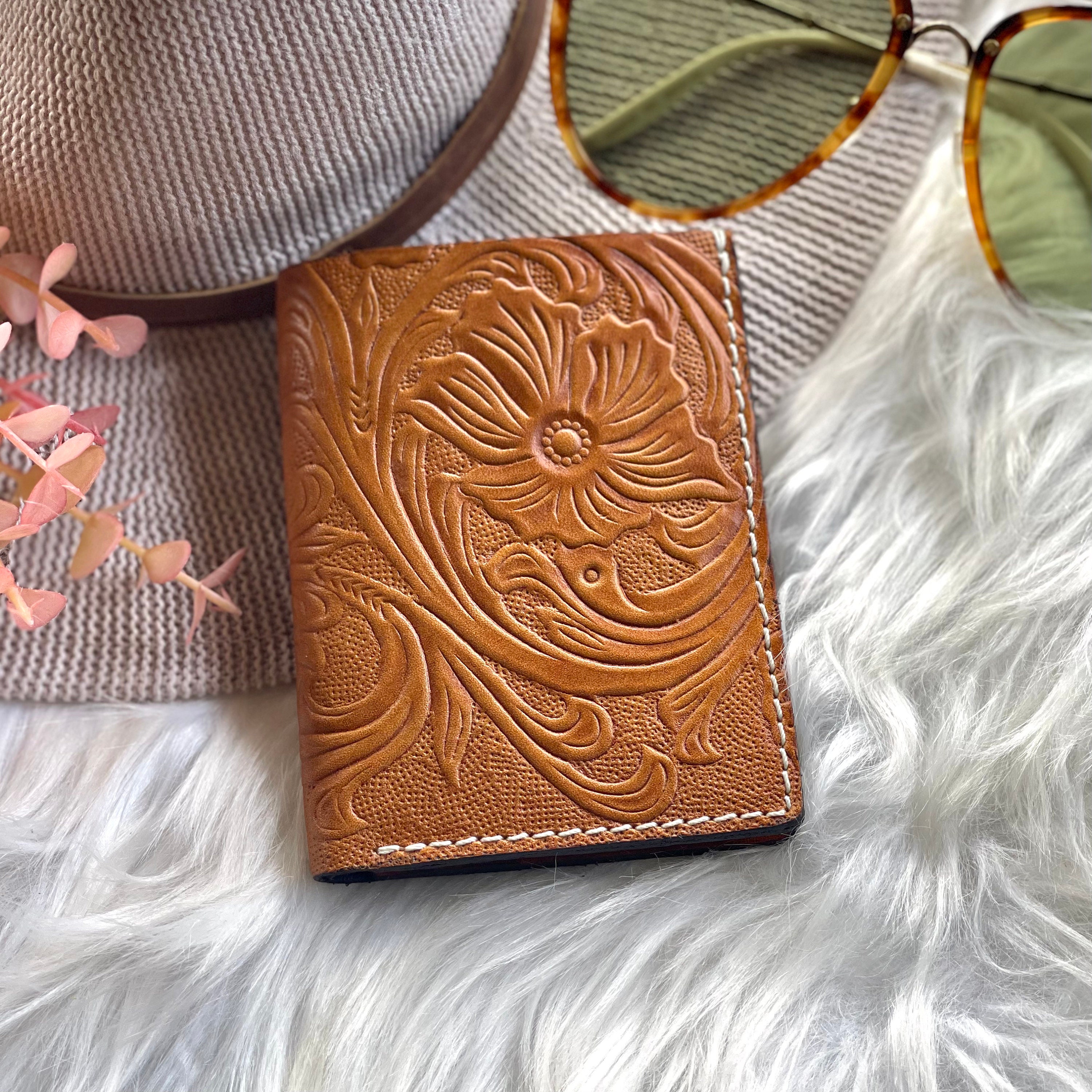 Tooled leather credit card holder • credit card wallet • gifts for her Tooled leather credit card holder • credit card wallet • gifts for her