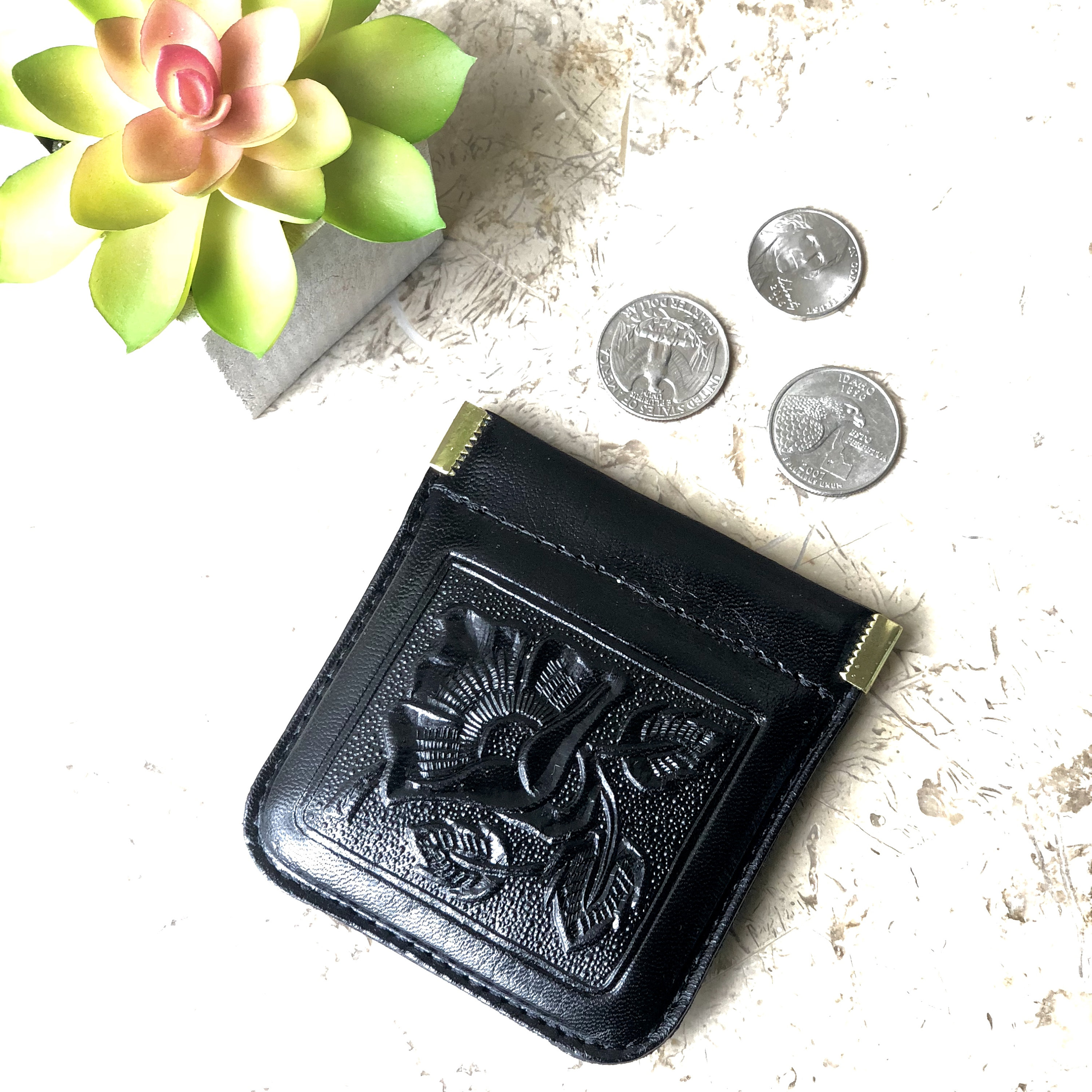 Coin Purse, Gift for Her, Bohemian Findings, Leather Coin purse, Tooled ...