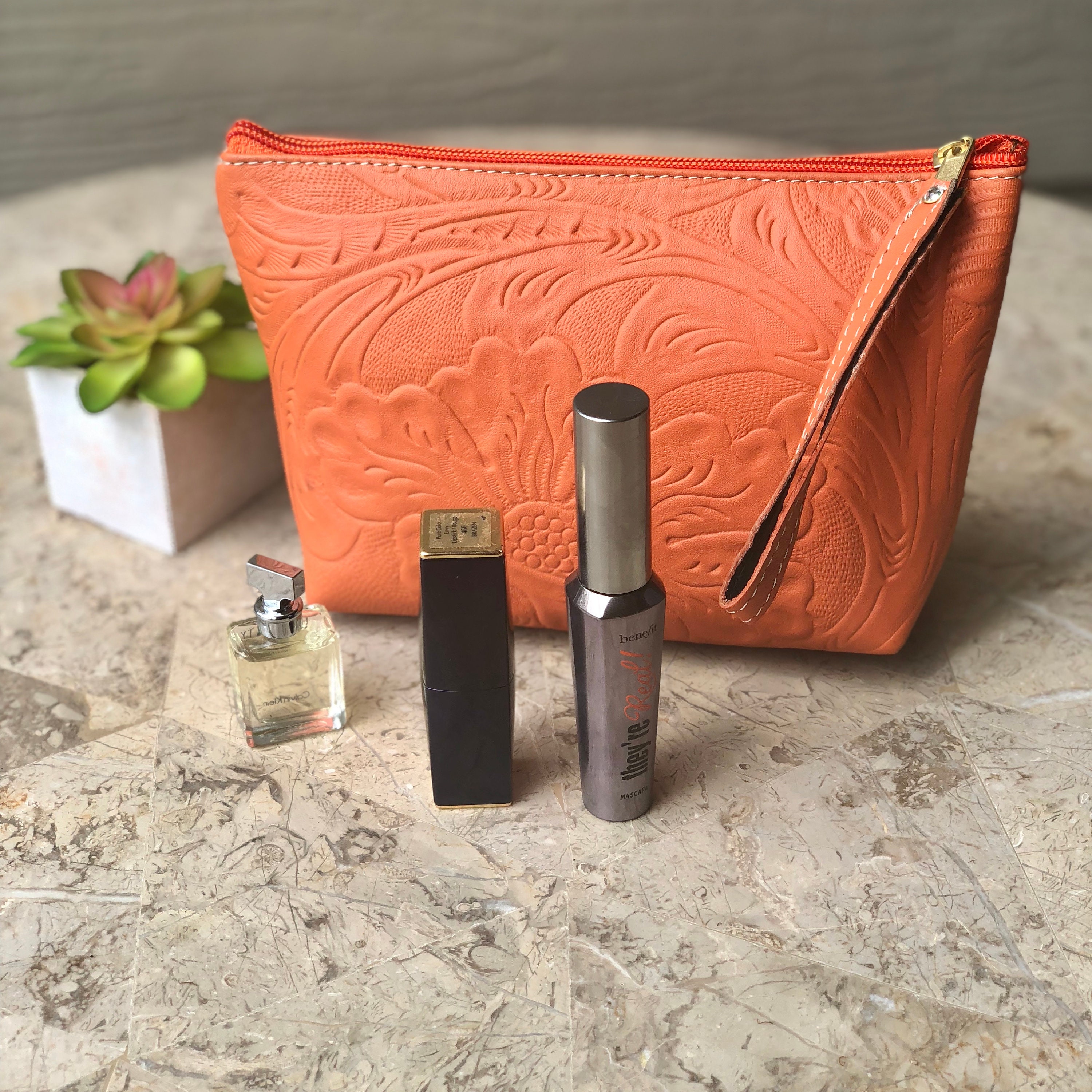 Orange Cosmetic Bag. Orange Cosmetic Bag.