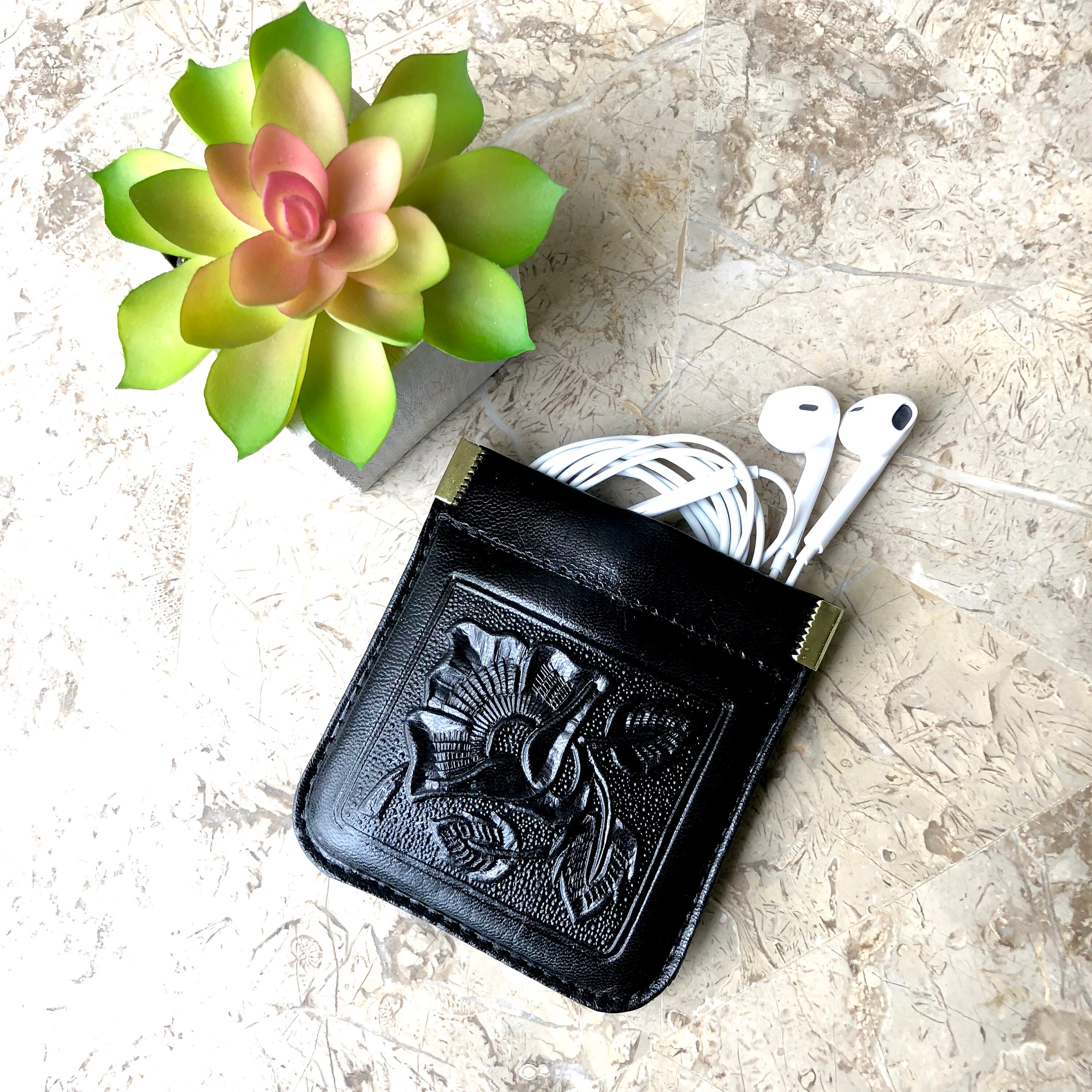 Coin Purse, Gift for Her, Bohemian Findings, Leather Coin purse, Tooled ...