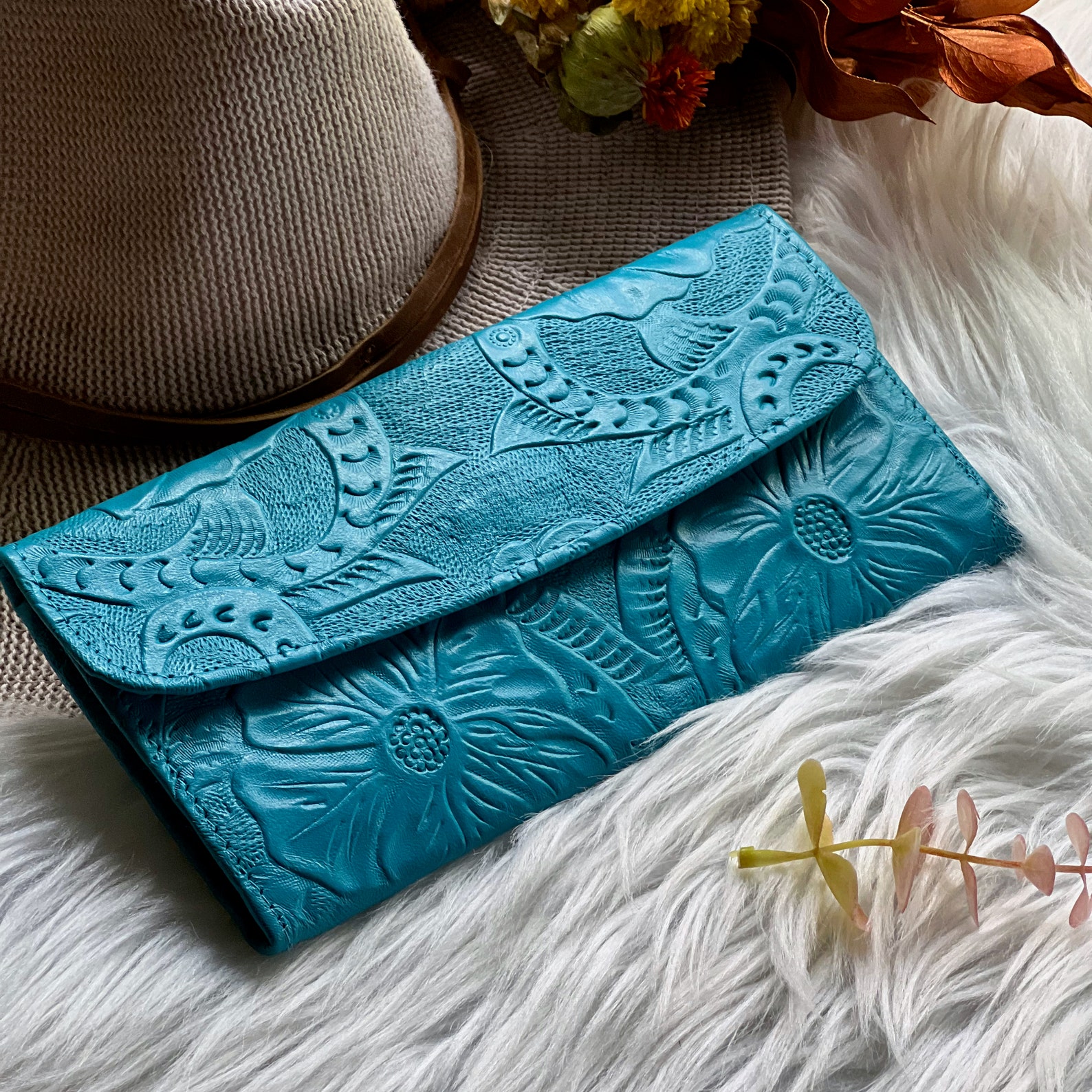 Boho Sustainable Leather Wallets for Women Cute Leather - Etsy