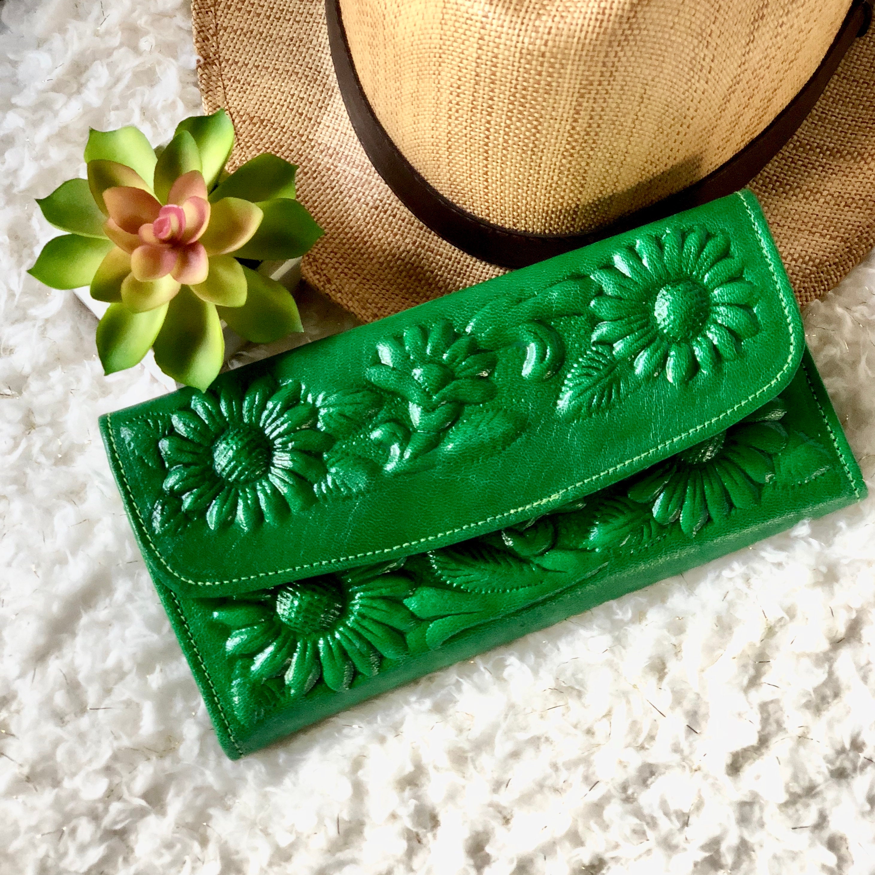 Green Leather Wallet*Wallets for Women*Travel Wallet* Trifold Wallet ...