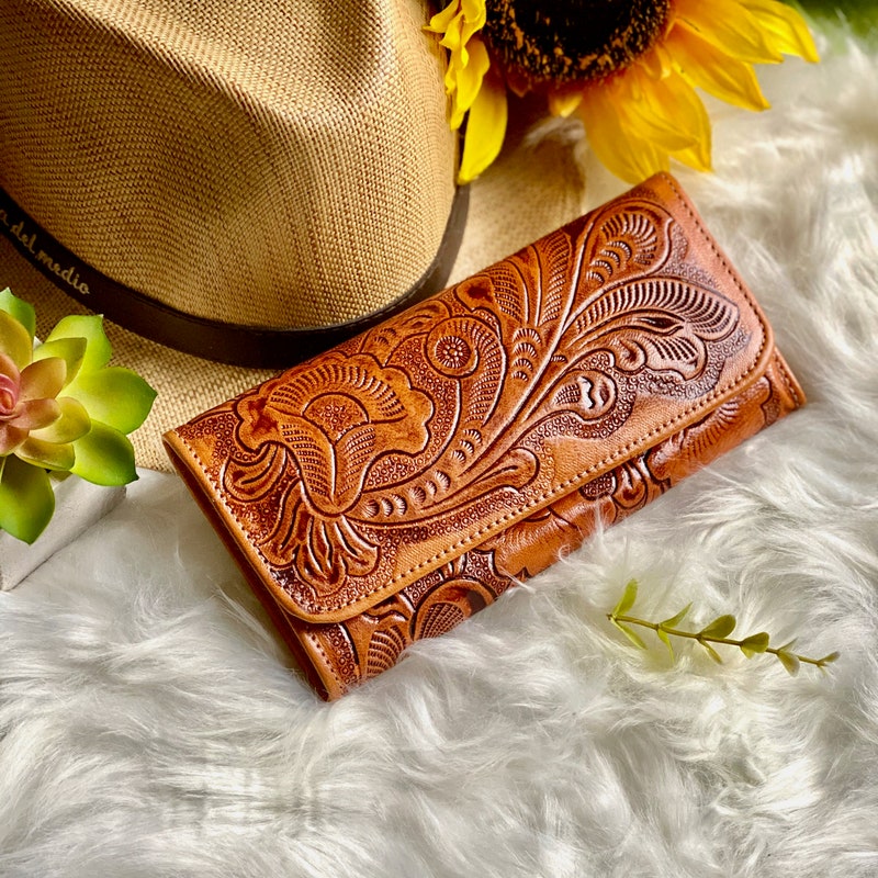 Leather Tooled Wallet - Etsy