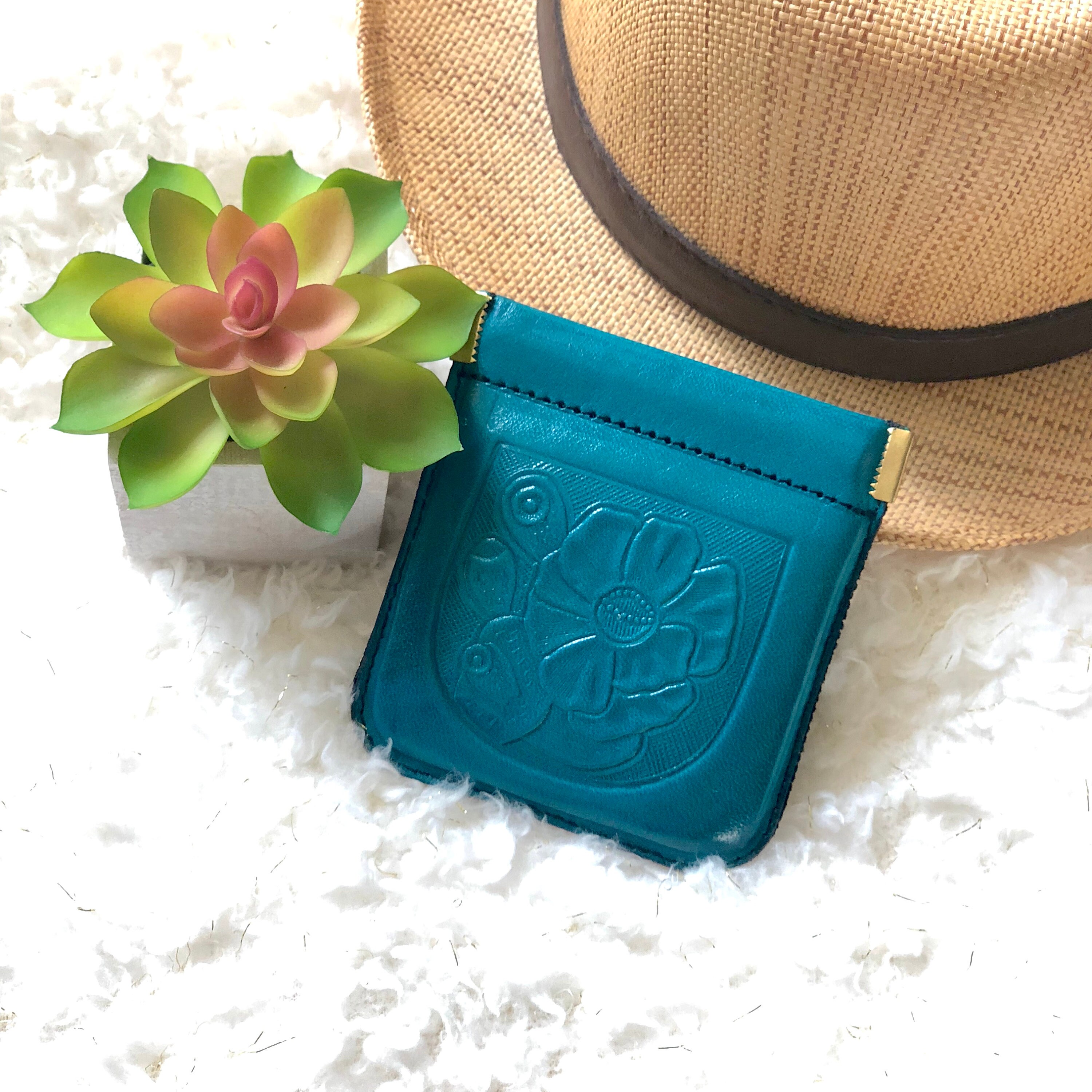 Bohemian Pouch*Teal Squeeze Coin Purse*Women's Wallets*Gift for wife ...