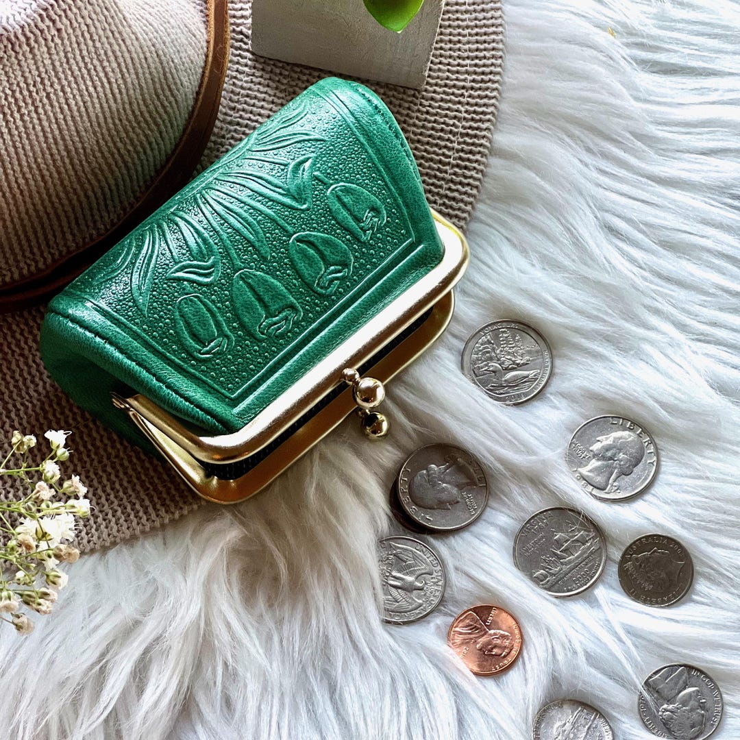 Vintage Style Leather Coin Purse: Handmade Kiss Lock Clasp - Etsy