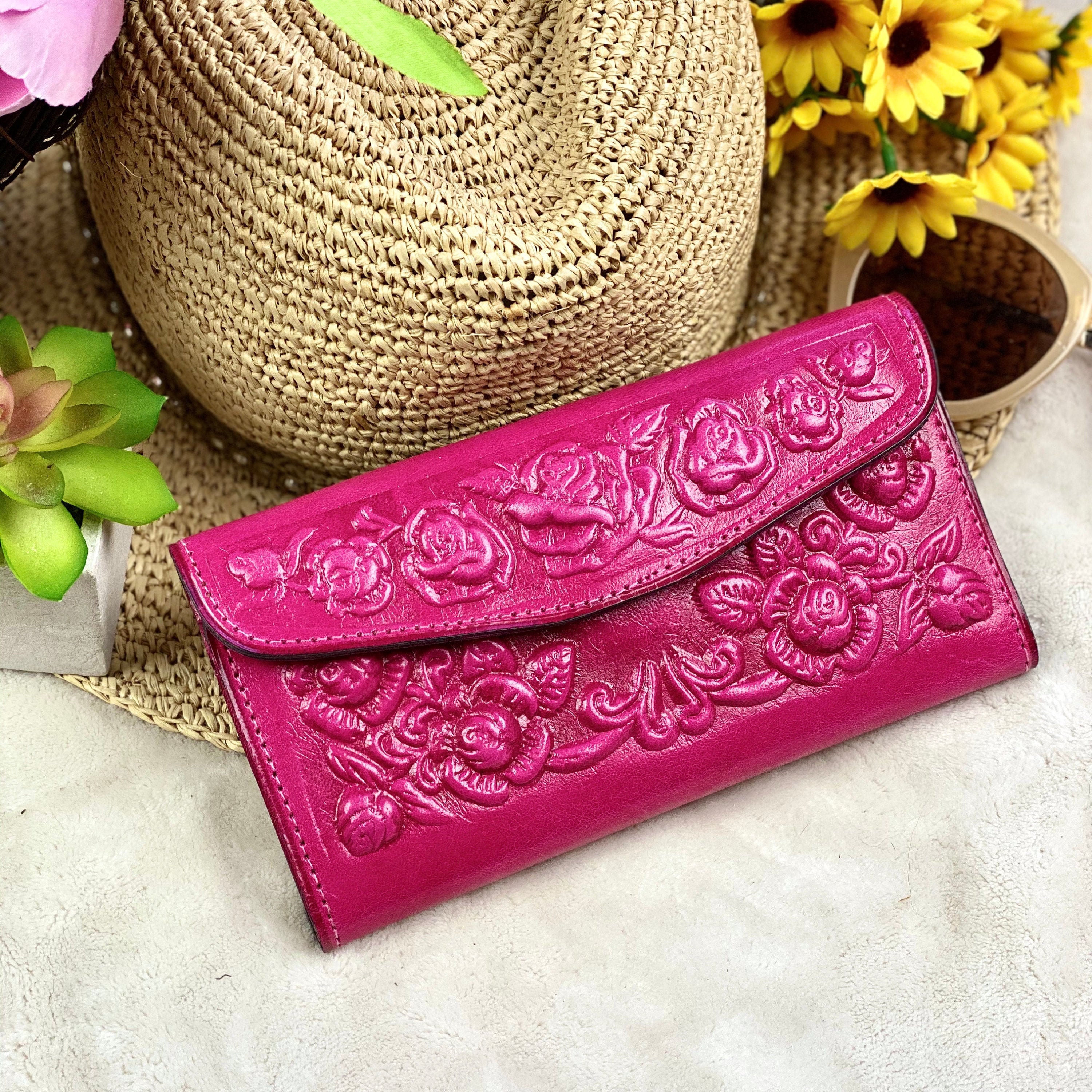 Leather woman wallet - woman wallet leather - Anniversary gift for her.