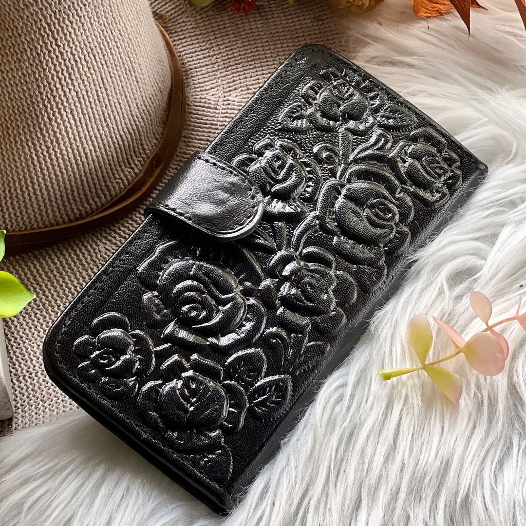 Embossed Roses Leather Vintage Style Wallets for Women • Small Wallet ...