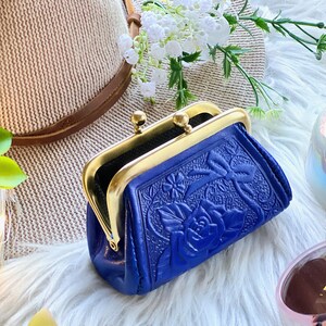 Cute Woman Change Purse • Small Coin Purse • Embossed Leather Clasp ...