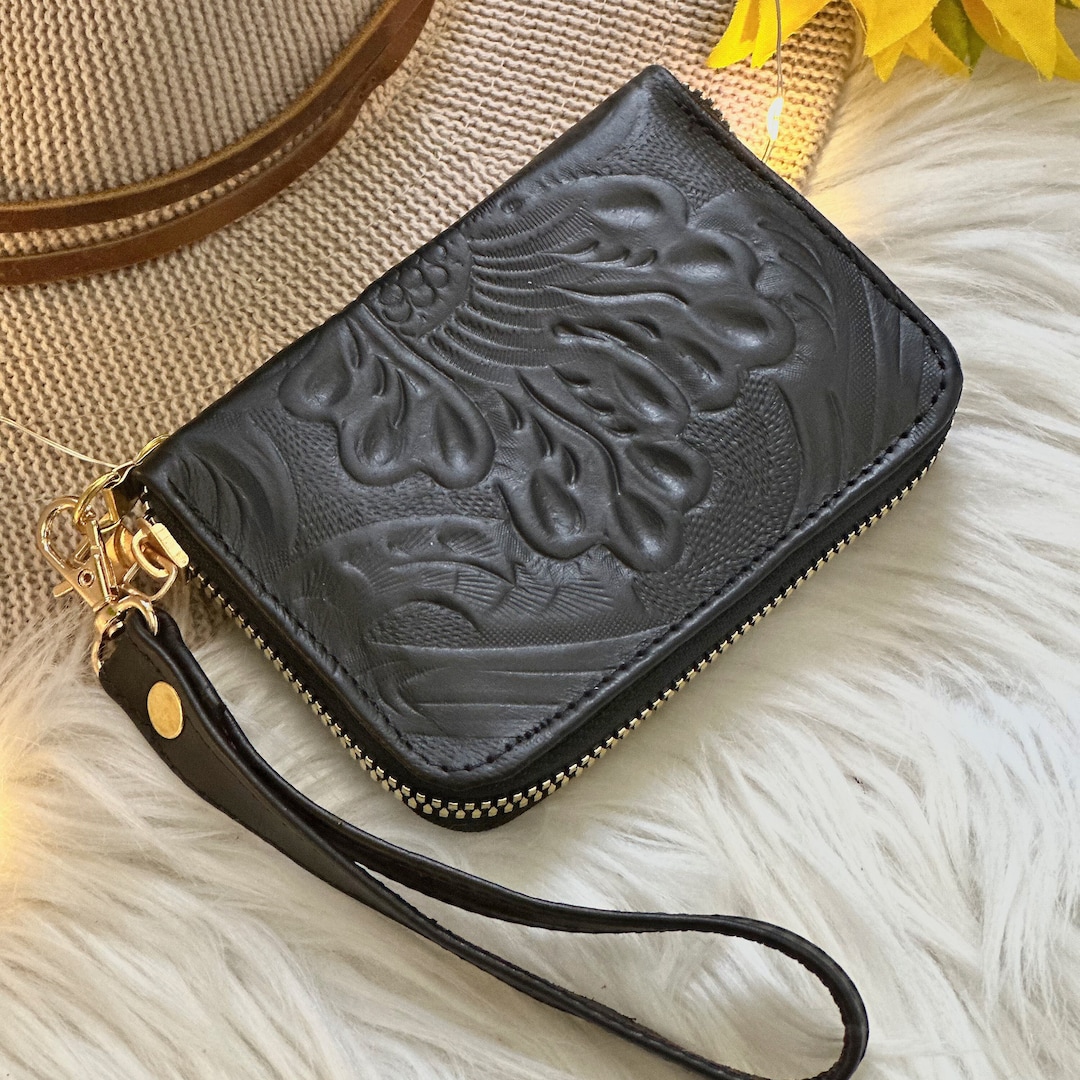 Cute Embossed Leather Wristlet for Women Women's Wristlet Wallet Small ...