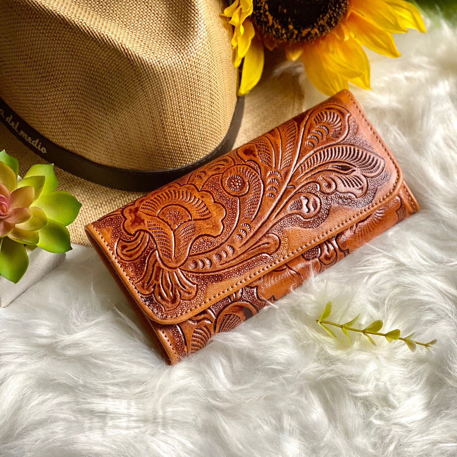 Tooled Leather Woman Wallet Wallets for Women Credit Cards - Etsy