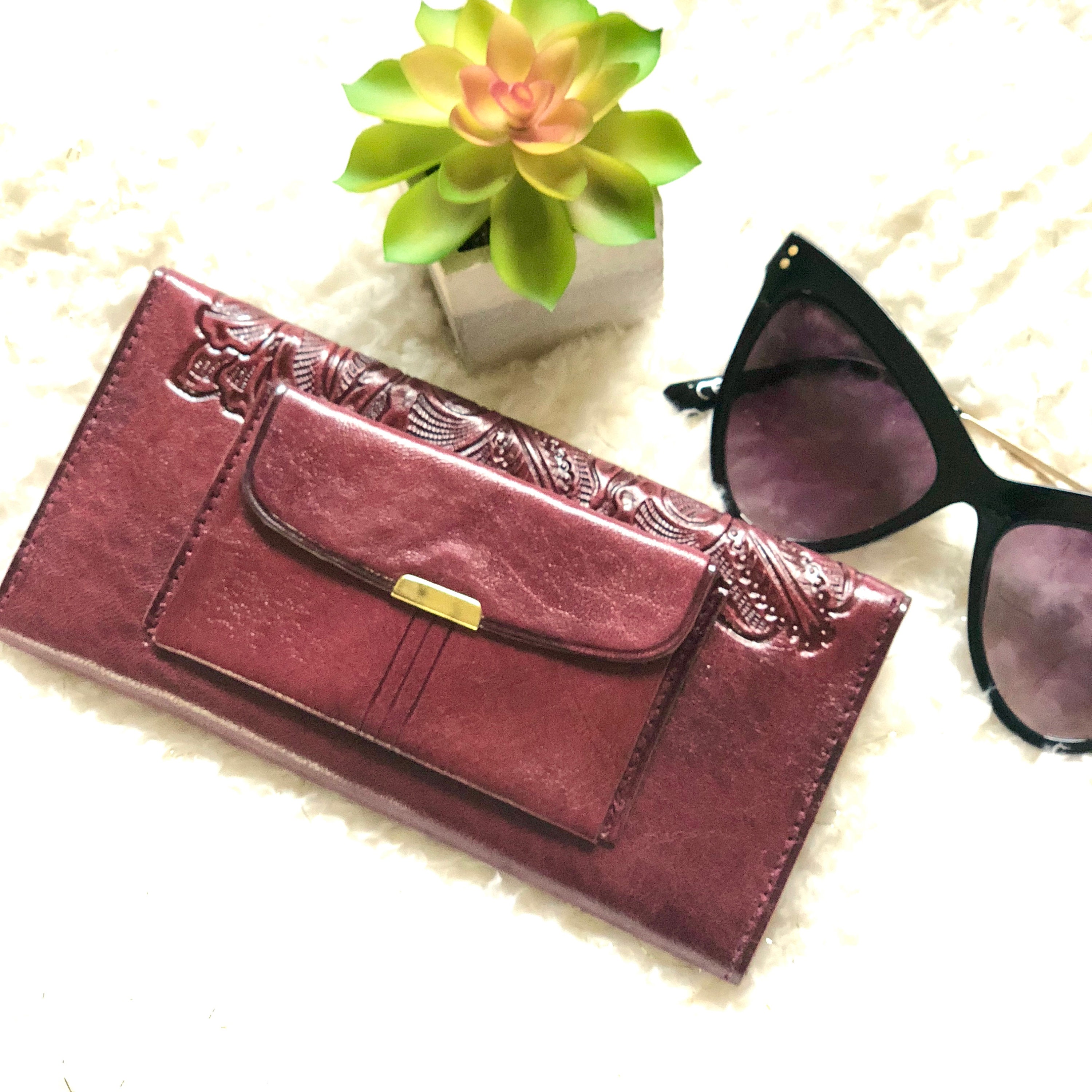 Burgundy Wallet* Bohemian Wallet* Ethnic Wallet* Slim Wallet* Leather ...
