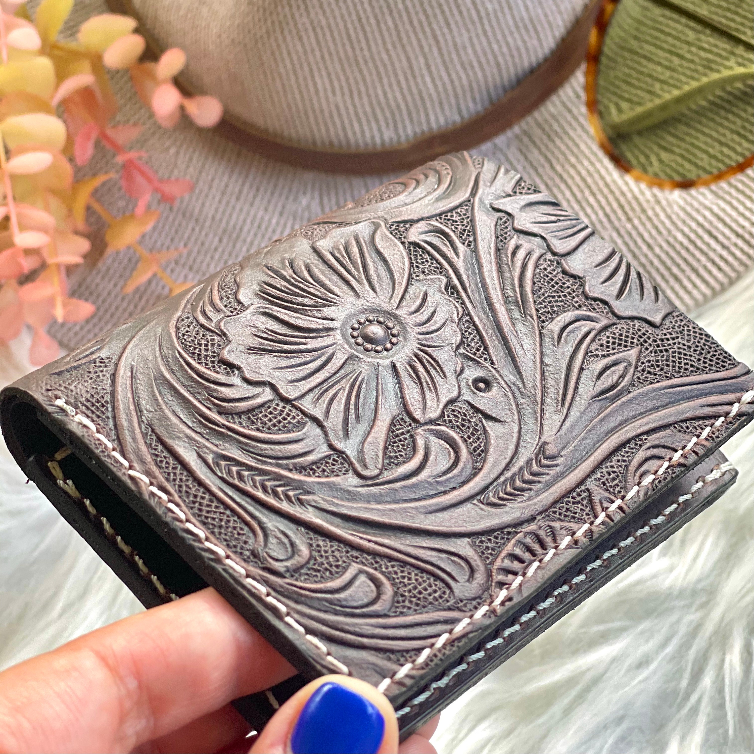 Tooled leather credit card holder • credit card wallet • small wallet ... Tooled leather credit card holder • credit card wallet • small wallet ...