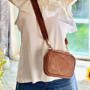 Personalized Embossed Leather Crossbody Bag: Handmade Mini Purse - Etsy