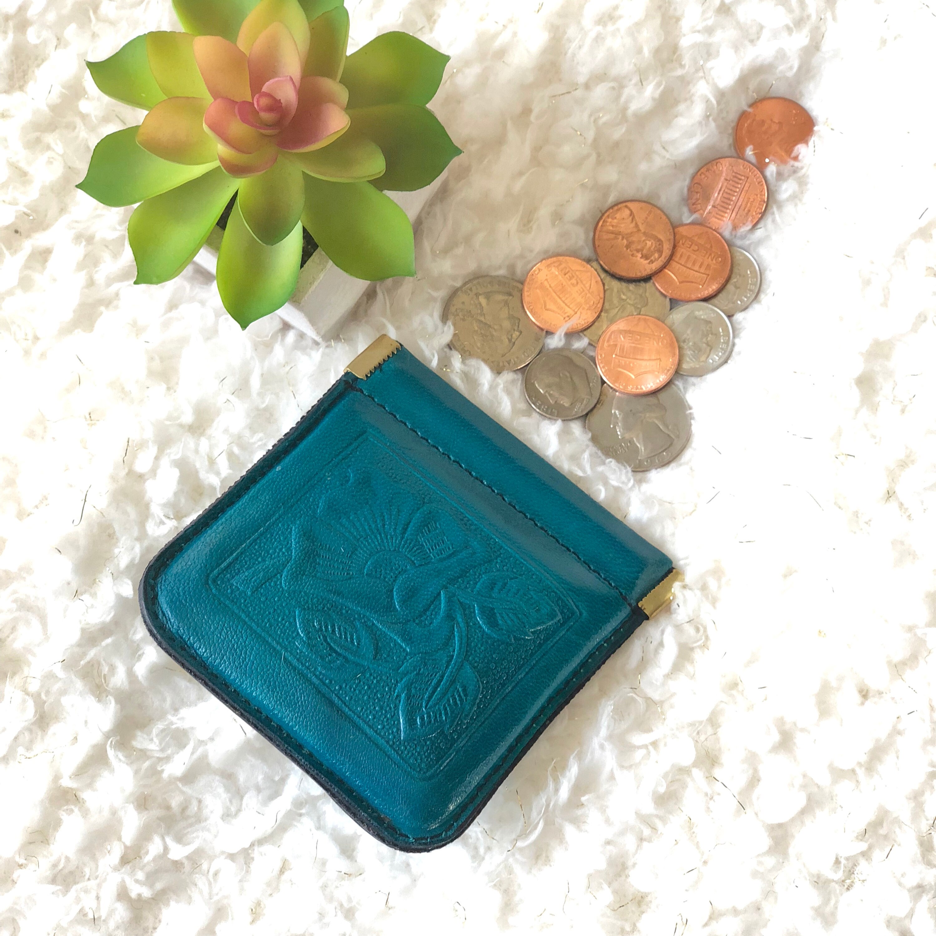 Bohemian Pouch*Teal Squeeze Coin Purse*Women's Wallets*Gift for wife ...