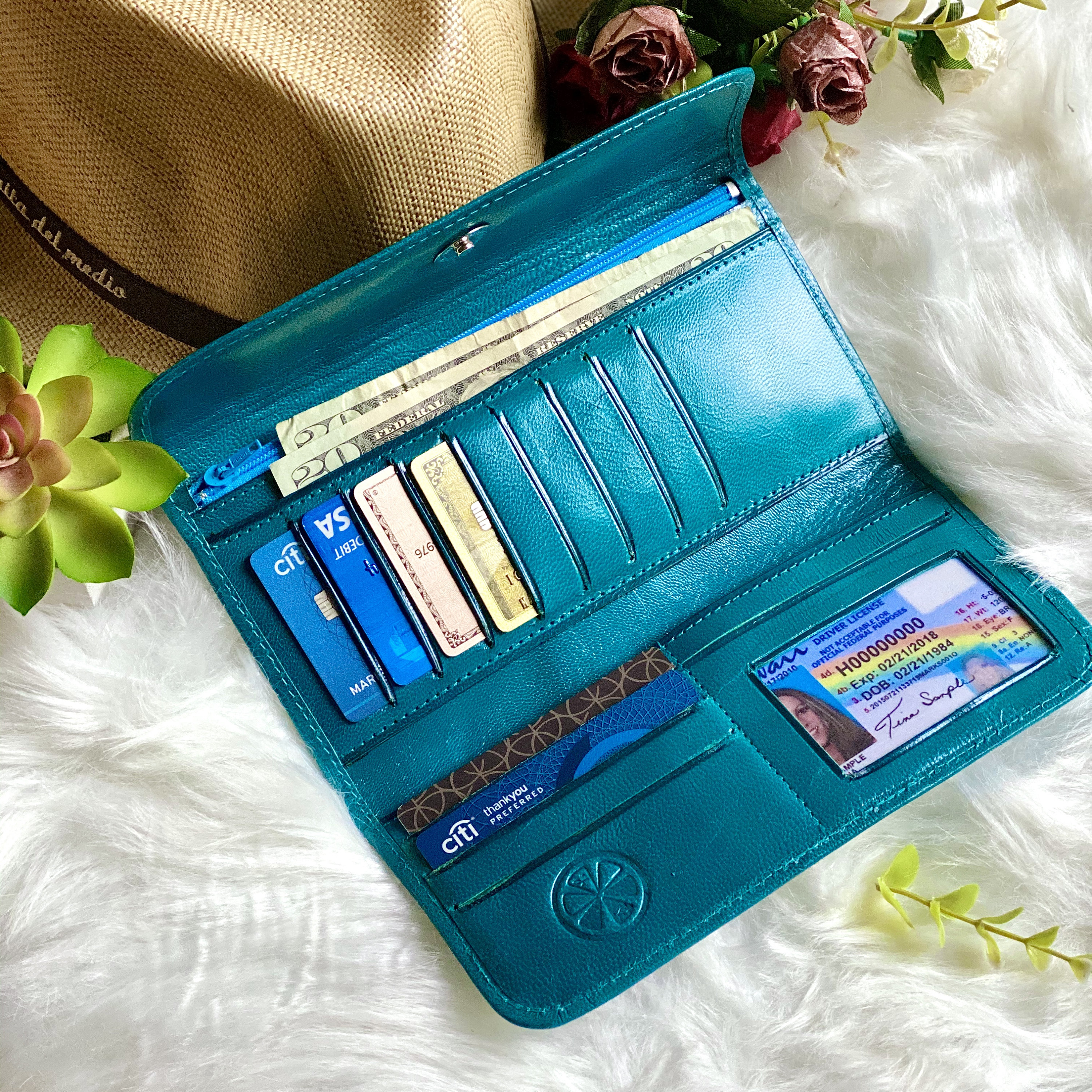 Handmade embossed wallets for women • Leather woman wallet • gifts for her