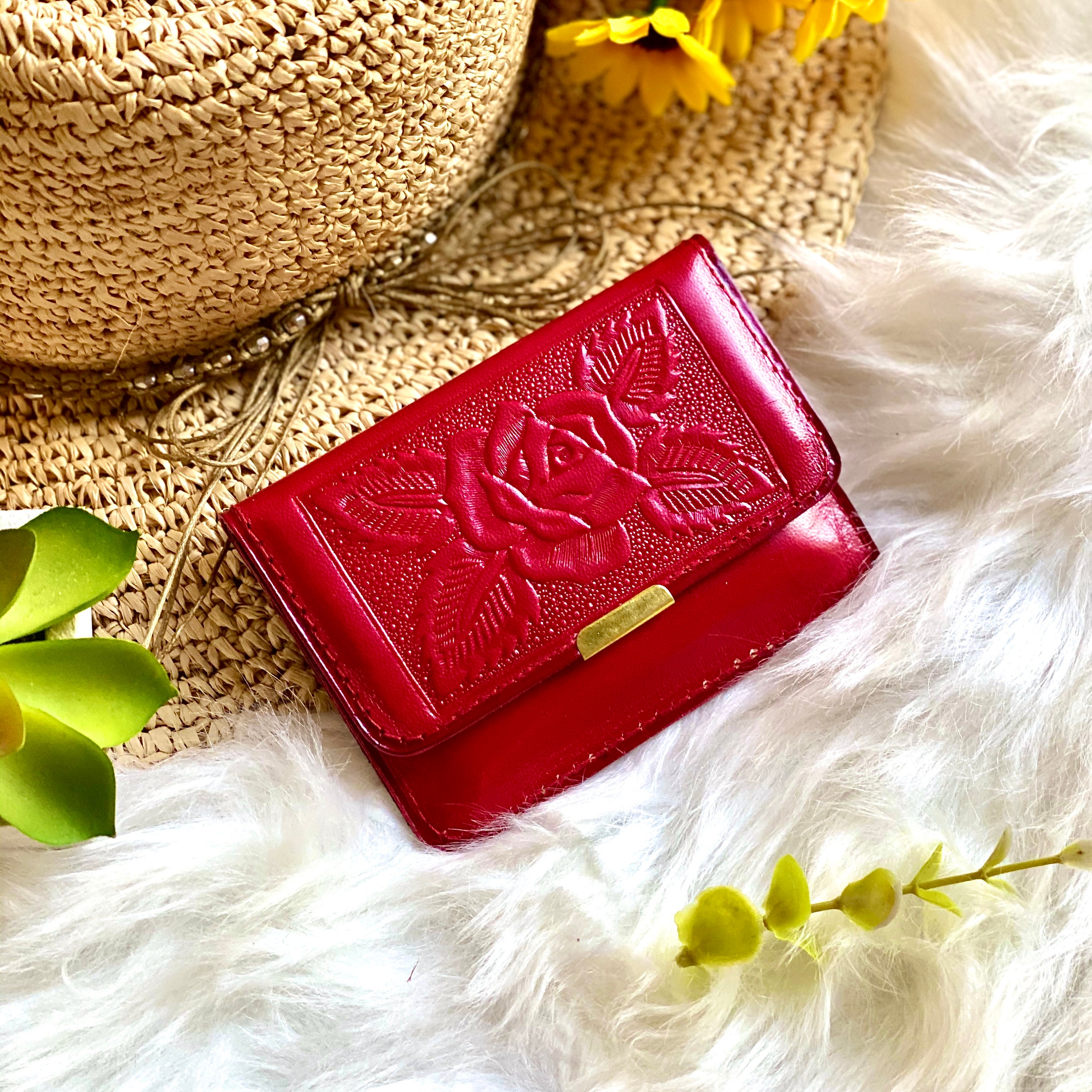 Embossed rose mini wallets for women - gifts for her - woman purse ...
