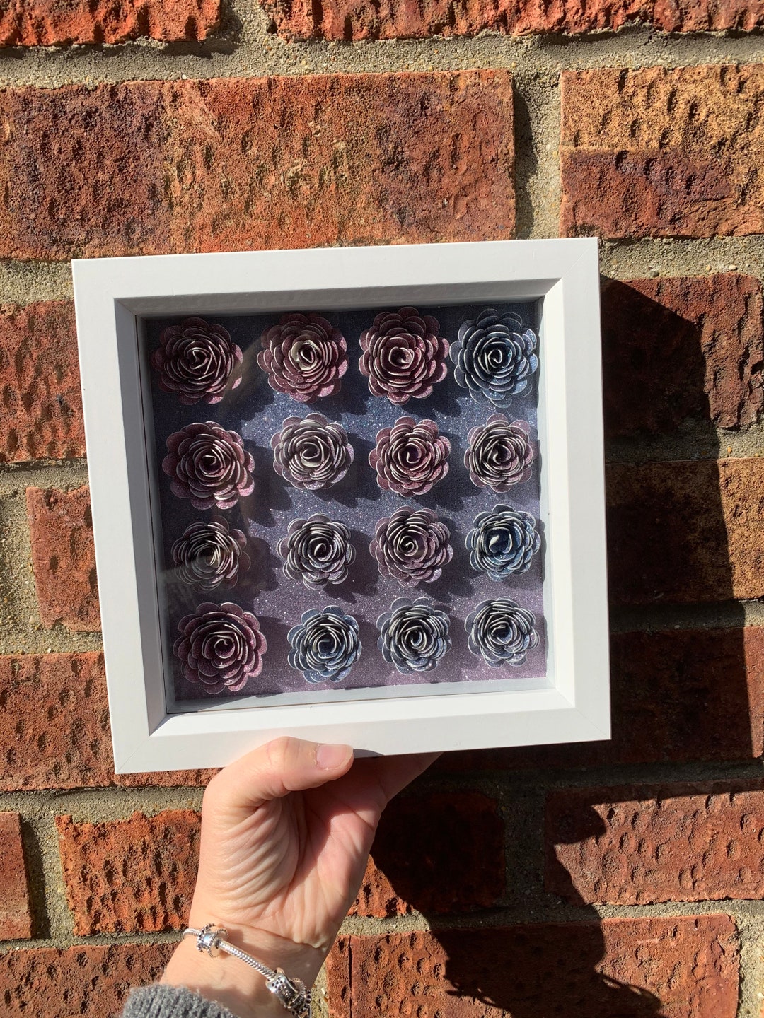 Pink and Purple Glitter Flower Box, Wall Decor, Home Decor, Box Frame ...