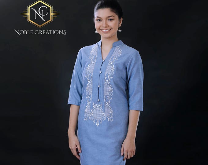 Sale!!! Modern FILIPINIANA Dress Linen BARONG TAGALOG Philippine ...