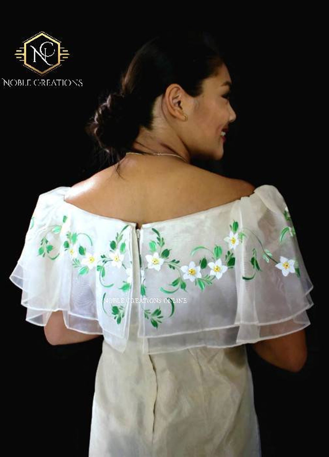 FILIPINIANA DRESS Hand-painted Off-shoulder Gown Philippine National ...