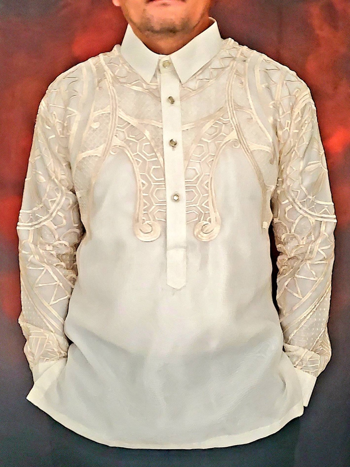 Barong Tagalog TRIBAL Style With Inner Lining Filipino National Costume ...